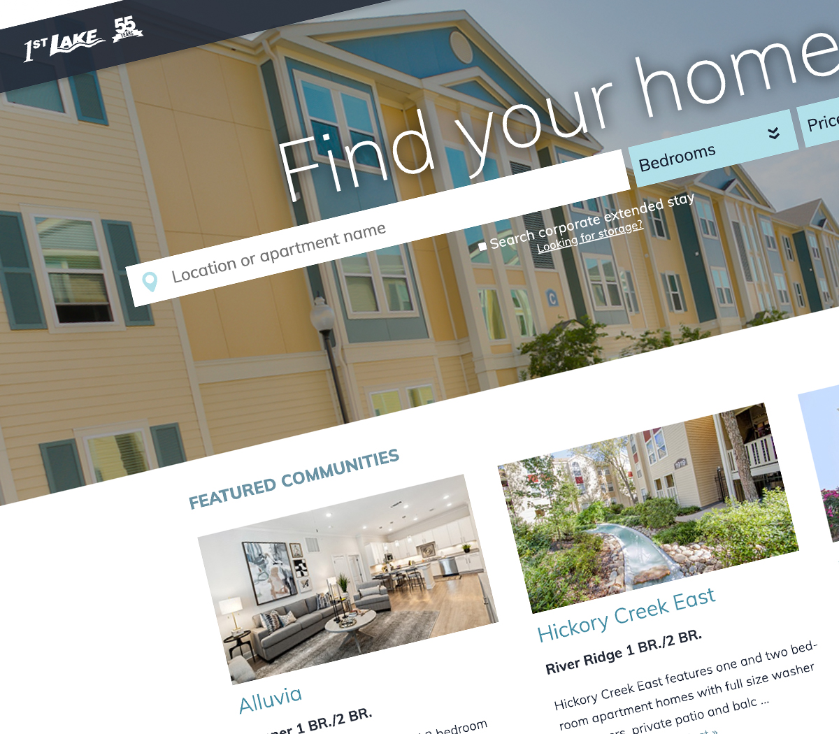 Custom Property Management Website Design for 1st Lake